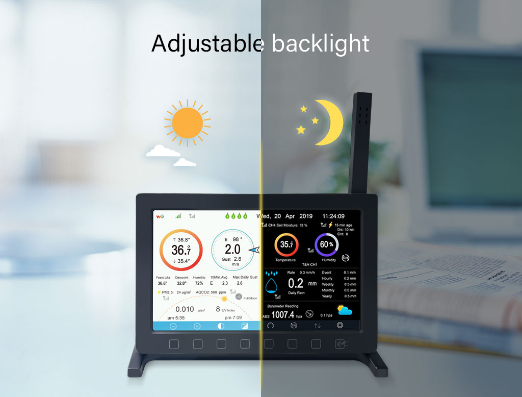 HP2564 WiFi Weather Station Large TFT Color Screen with Haptic Ranifall ...