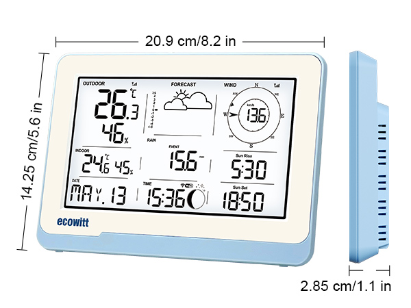 WS3802 7.5" Large LCD display WiFi Weather Station with 3-in-1 outdoor ...