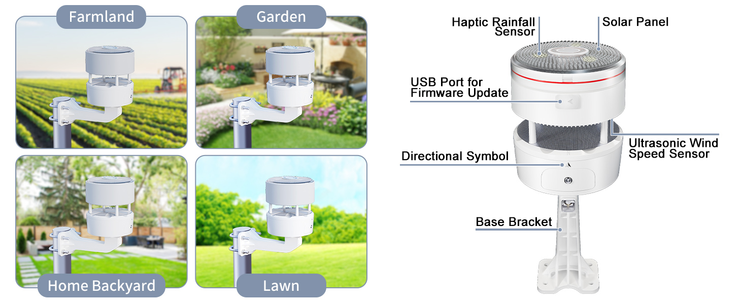 WS3902 7.5" Large LCD display WiFi Weather Station with 3-in-1 outdoor ...
